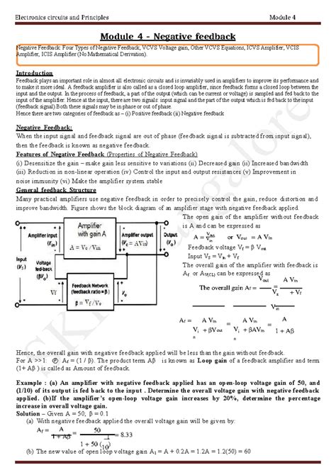Electronic Circuits Module 4a Negative Feedback Negative Feedback Four Types Of Negative