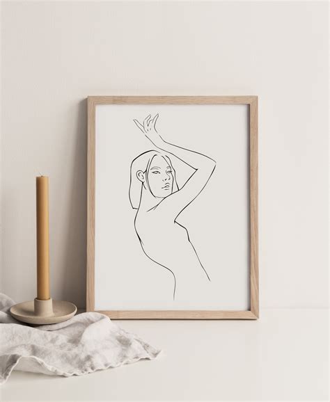 Minimalist Woman Illustration Digital Printable Female Line Wall Art