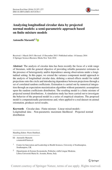 Analyzing Longitudinal Circular Data By Projected Normal Models A Semi Parametric Approach