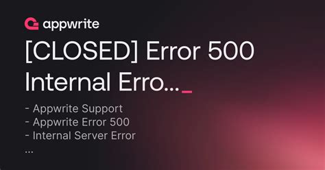 [closed] Error 500 Internal Error Threads Appwrite