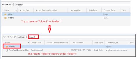 no error pops up when renaming one adls gen2 folder with an existing folder name · issue 2308