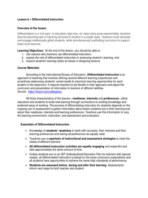 differentiated instruction pdf differentiated instruction
