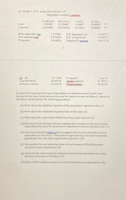 Solved Model OLS Using Observations Dependent Chegg Com