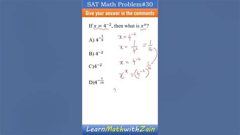 Sat Math Problem 30 Simplify The Exponent Youtube