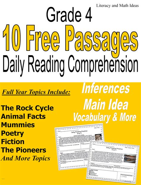 Literacy And Math Ideas Free Grade 4 Daily Reading Comprehension Passages