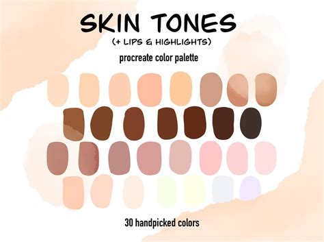 Skin Tones Color Palette Procreate Palette Ipad Procreate Tool Color Swatches For Procreate