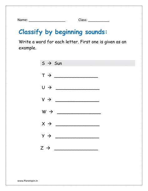 Classifying Words Worksheet For Grade 1