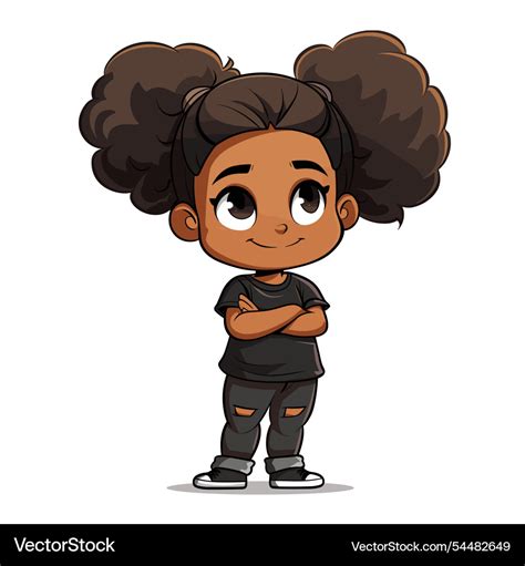 Cartoon Girl With Black Hair Royalty Free Vector Image