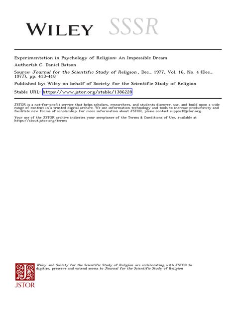 Batson Experimentationpsychologyreligion 1977 Pdf Experiment Psychology