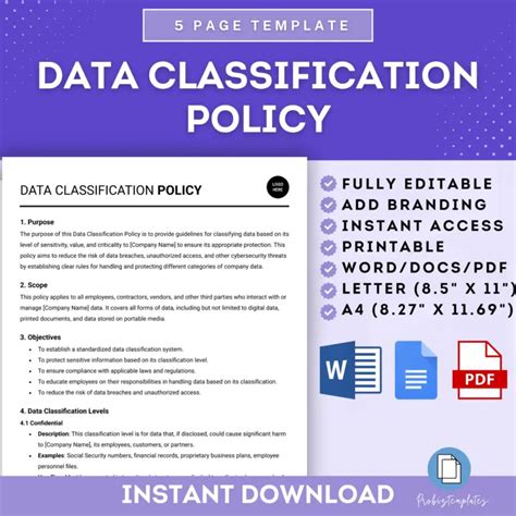 Data Classification Policy Template Probiztemplates