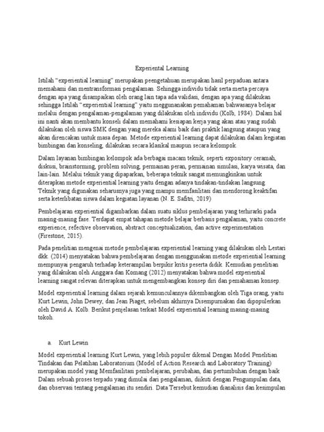 Experiental Learning Pdf Karier And Perkembangan Pengembangan Diri