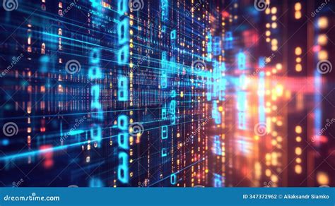 Quantum Flow Of Information Strings Beams Of Digital Flow Cpu Processor And Data Loop