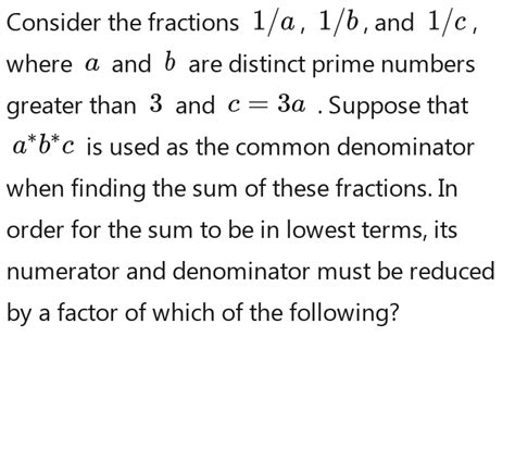 Consider The Fractions 1a 1b And 1c Where A And B Are Distinct
