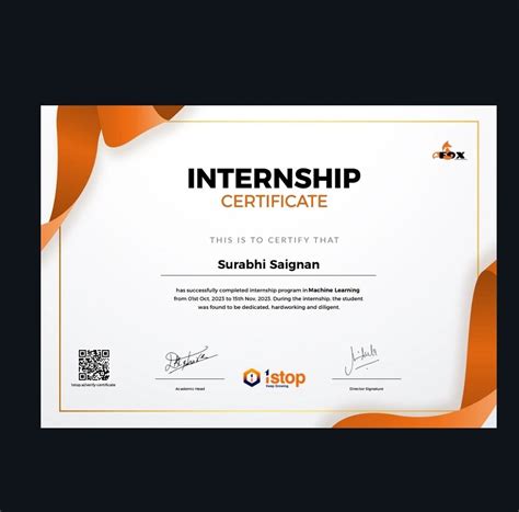 I Have Successfully Completed My Internship In The Domain Of Machine Learning Surabhi Sai Gnan