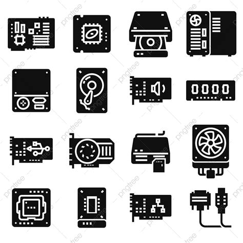 Cpu Computer Hardware Vector Hd Images Vector Computer Hardware Icons Set Computer Flash Png