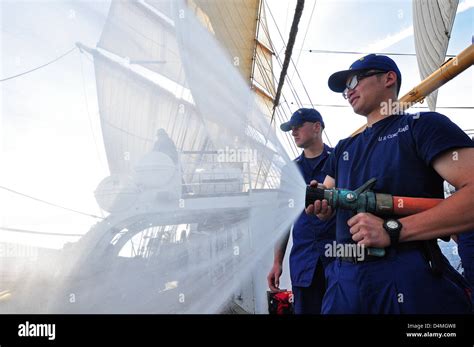 The Us Coast Guards Barque Eagle A Tall Ship Conducts Shipboard