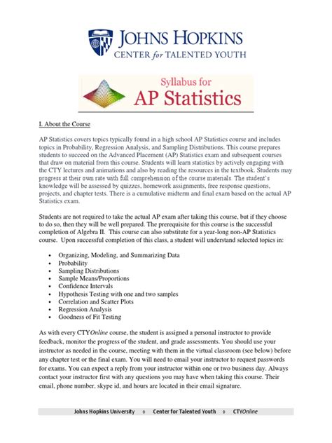 Ap Statistics Syllabus Pdf Statistics Test Assessment