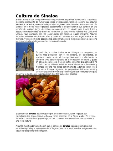 Cultura Y Tradiciones De Sinaloa Pdf Cocina Alimentos