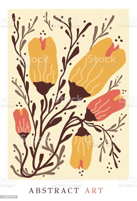 화려하고 밝은 여름 복고풍 실루엣 나뭇잎 꽃 질감이 있는 그림이 있는 추상적인 패턴 현대적인 스타일에 꽃 벡터가 있는 트렌디한 프린트 인쇄 배경 배너 엽서용 A4 크기