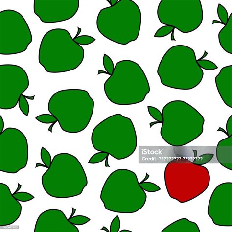빨간색과 녹색 사과의 연속 완벽 한 패턴입니다 만화 배경입니다 섬유입니다 재고 벡터입니다 0명에 대한 스톡 벡터 아트 및 기타 이미지 Istock