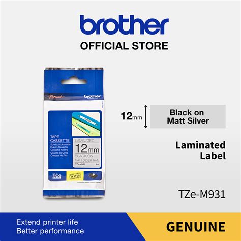 Brother Original Tze M Black On Matte Silver Mm Standard Laminated Tape M Brother
