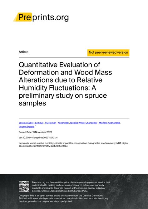 Pdf Quantitative Evaluation Of Deformation And Wood Mass Alterations