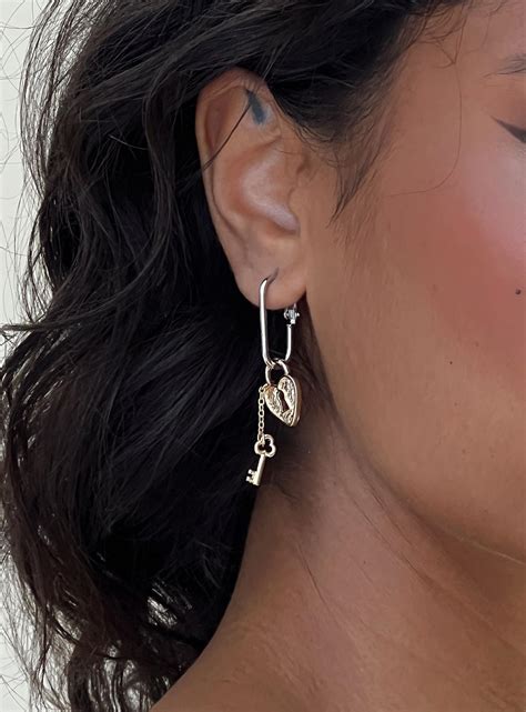 Lock And Key Earrings Gold Princess Polly