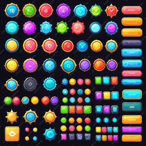 Premium Vector Colorful Vector Set Of Game Buttons And Frames Elements For Mobile Applications