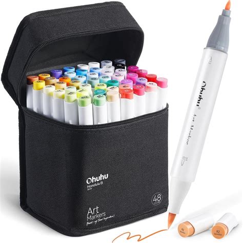 Ohuhu Alcohol Markers 48 Colors Brush And Fine Honolulu B Refillable