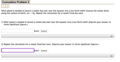 Solved Cumulative Problem 3 What Speed Needed To Launch Rocket Due