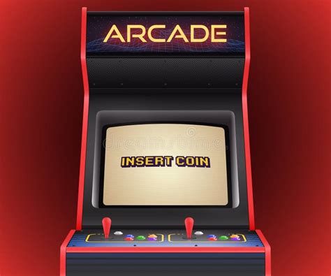 Retro Arcade Machine With Insert Coin Message On The Screen Stock Vector Illustration Of