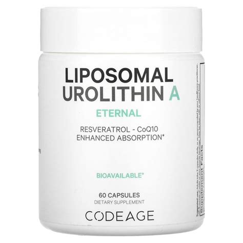 Codeage, Липосомальный уролитин А + Коэнзим Q10, Liposomal Urolithin A ...