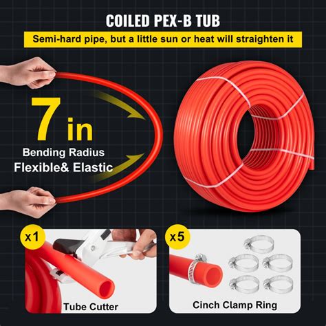 Vevor Pex Pipe 1 Inch X 500 Ft Pex Tubing Non Oxygen Barrier Red Pex