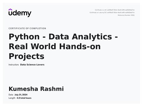 Completed Udemy Python Course On Data Analytics Kumesha Rashmi Posted On The Topic Linkedin