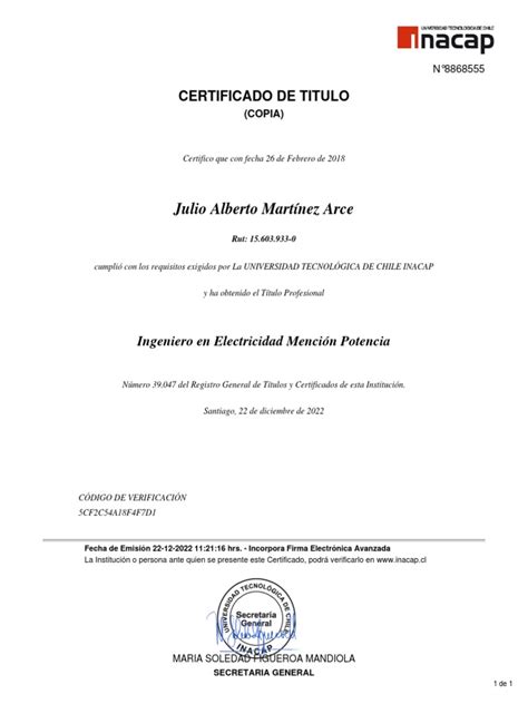 Certificado De Titulo Jm Pdf