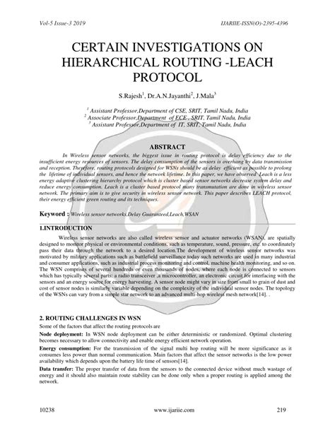 Pdf Certain Investigations On Hierarchical Routing Leach Protocol