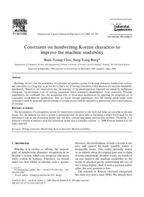 Pdf Constraints On Handwriting Korean Characters To Improve The Machine Readability