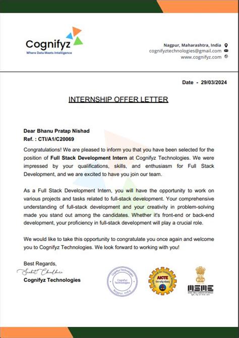 bhanu pratap nishad on linkedin internshipsuccess careerjourney cognifyz cognifyztech…