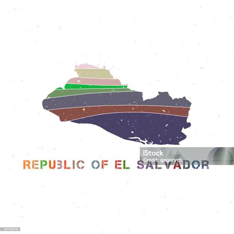 엘살바도르 공화국 지도 디자인 아름다운 기하학적 파도와 그런지 질감을 가진 나라의 모양 깔끔한 벡터 그림입니다 0명에 대한 스톡 벡터 아트 및 기타 이미지 Istock
