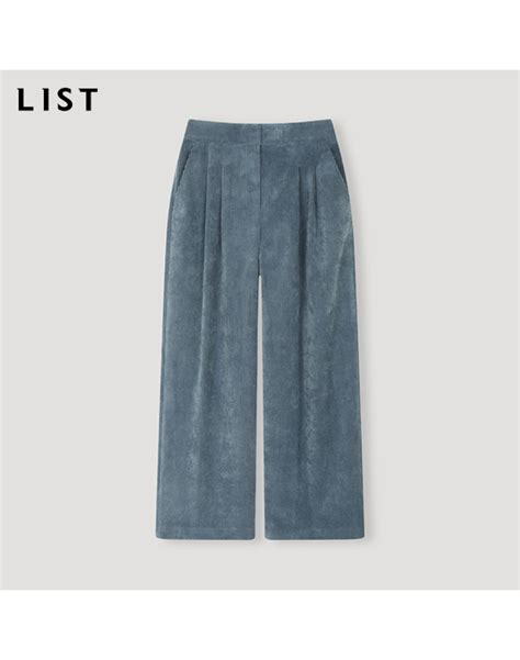 코듀로이 백 밴딩 와이드 팬츠 Twwslm82140 Bl