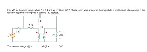 solved find v t for the given circuit where r 8 Ω and