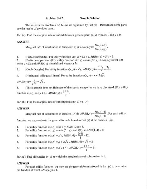 PS Solution Assignment Assignment Problem Set Sample Solution The Answers For