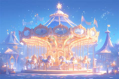 梦幻的旋转木马插画图片下载 正版图片601178781 摄图网