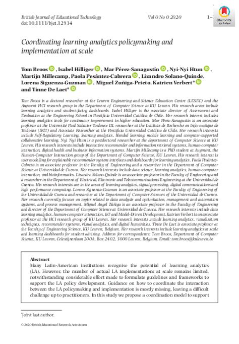 Pdf Coordinating Learning Analytics Policymaking And Implementation At Scale