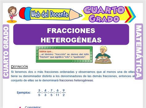 Las Fracciones Heterogeneas Para Cuarto Grado De Primaria Web Del