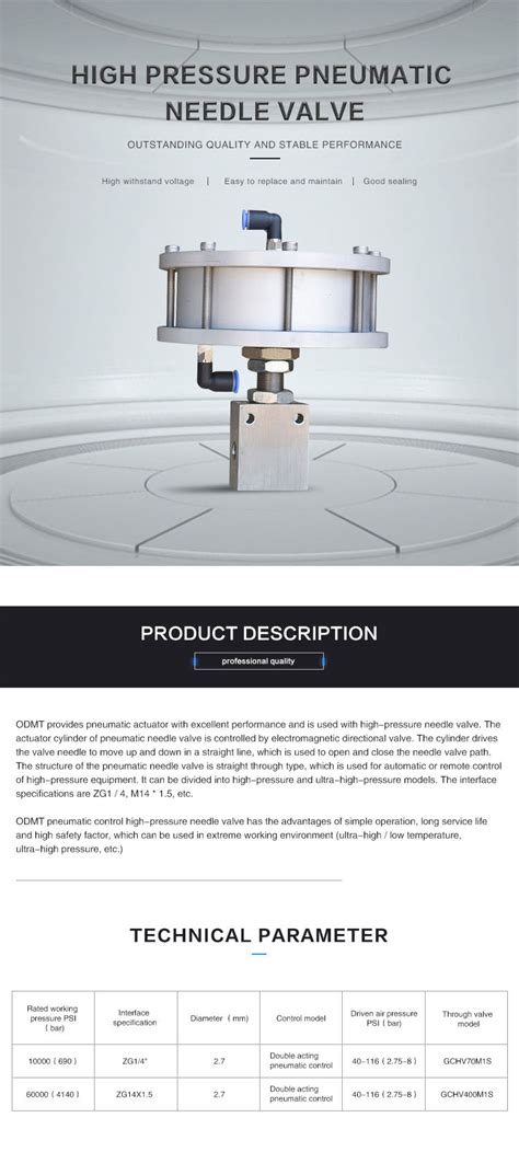High Pressure Pneumatic Needle Valve Buy Product On Jinan Odmt Fluid