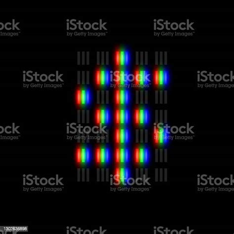 광채 빨간색 녹색파란색 픽셀 벡터 일러스트와 Rgb 픽셀 글꼴 문자 0명에 대한 스톡 벡터 아트 및 기타 이미지 0명 3
