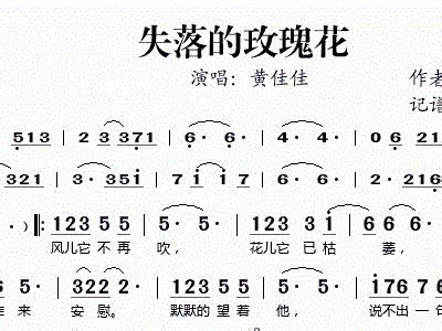 失落的玫瑰花 黄佳佳 歌谱 简谱