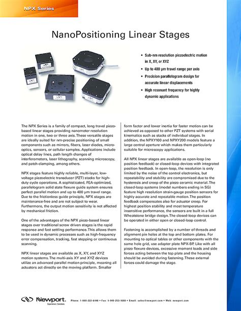 Piezo Stages Nanopositioning