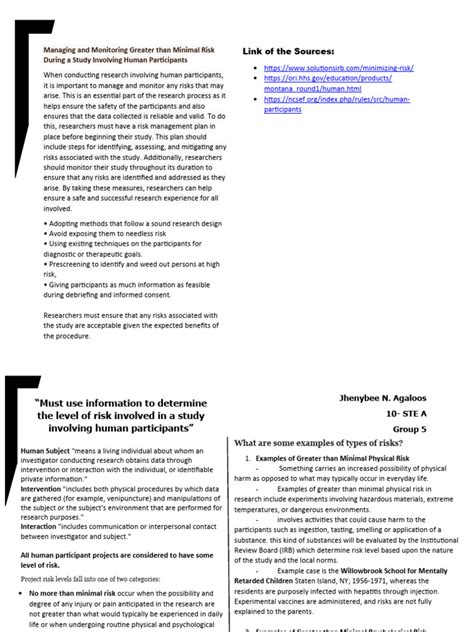 Greater Than Minimal Risk Pdf Risk Psychology